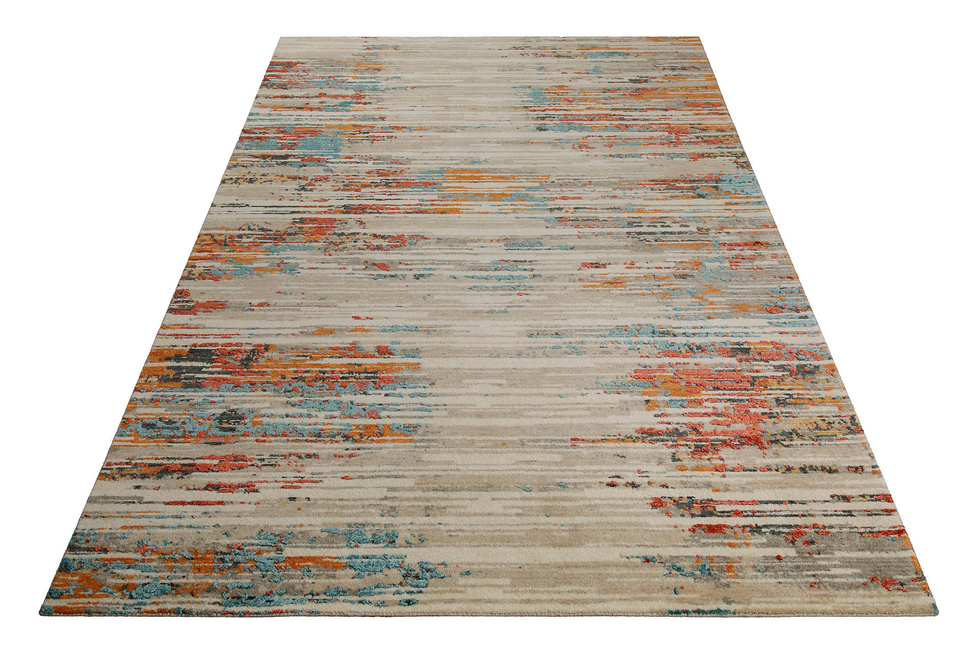 Vintage Teppich Bunt gestreift aus Neuseelandwolle – Outlet-Teppiche